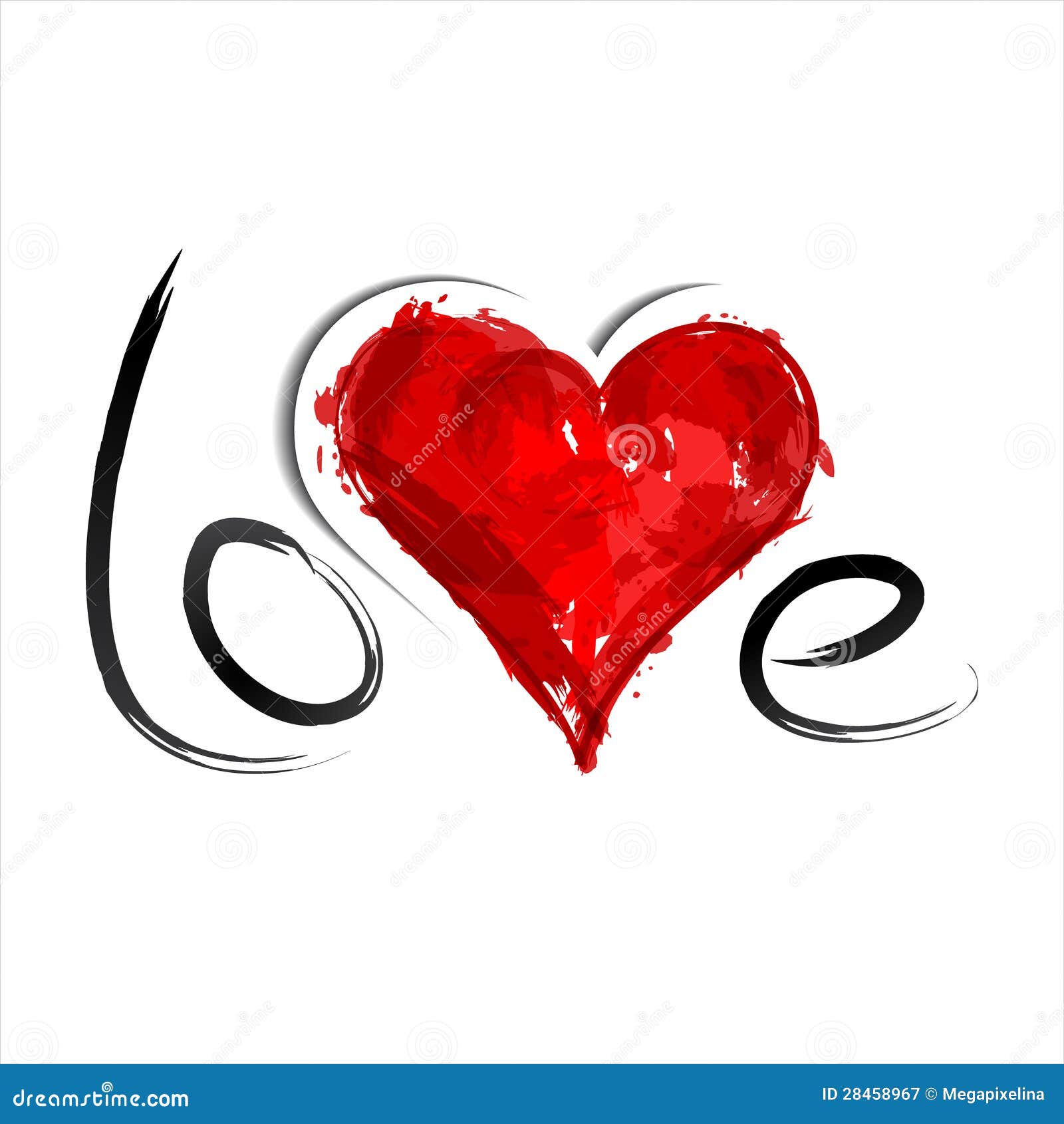 Red painted heart. Love stock vector. Illustration of label - 28458967