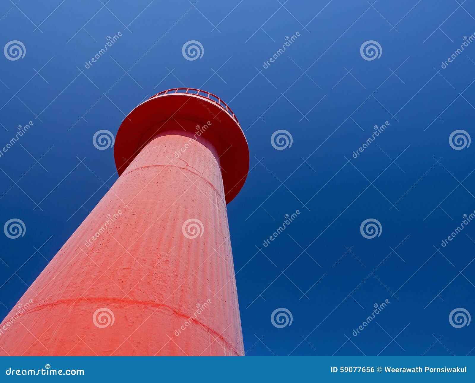 Red Painted Lighthouse and Blue Sky Stock Photo - Image of painted ...