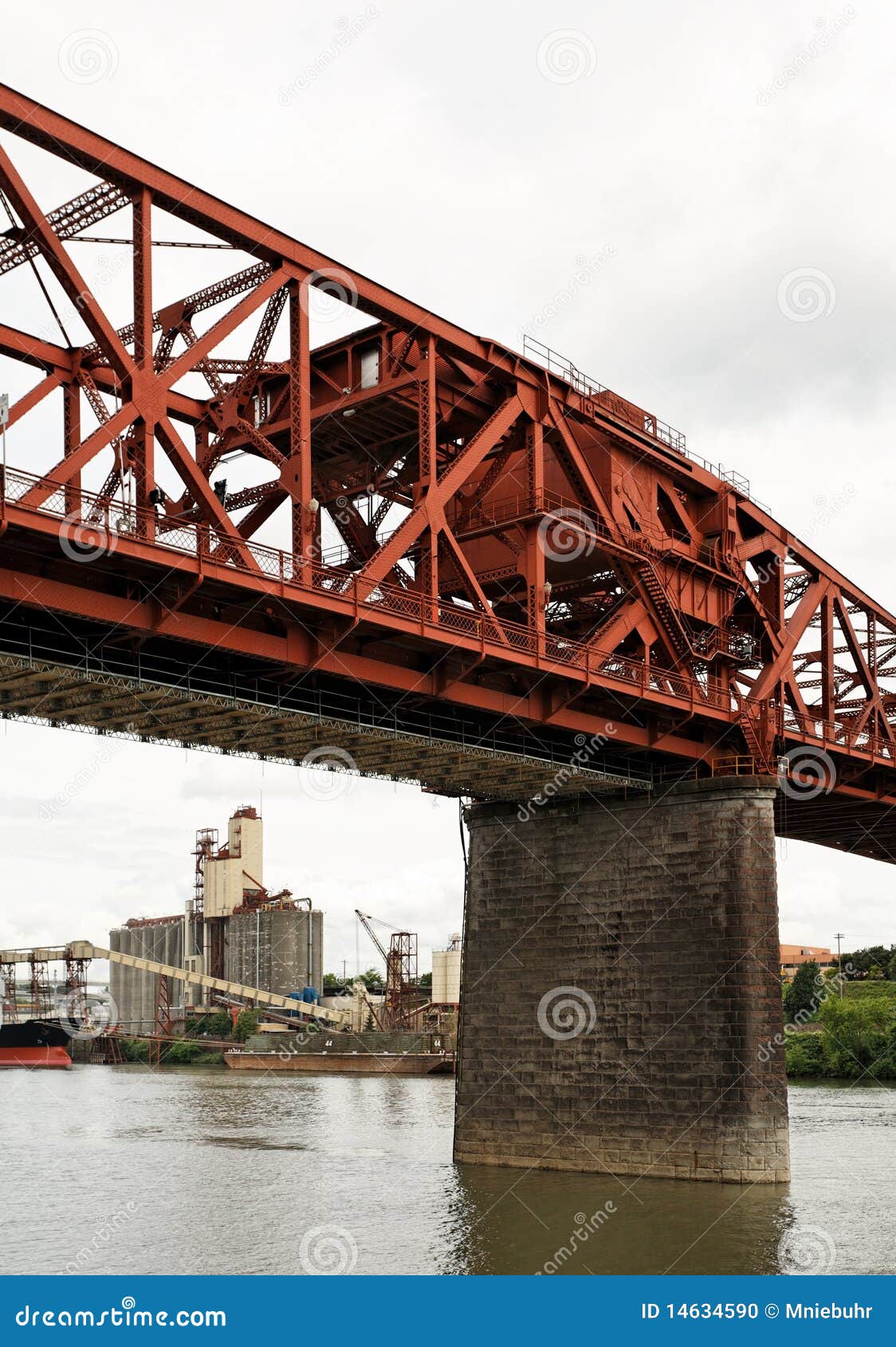 Red Painted Steel Truss Draw Bridge Structure Stock Photo - Image of ...