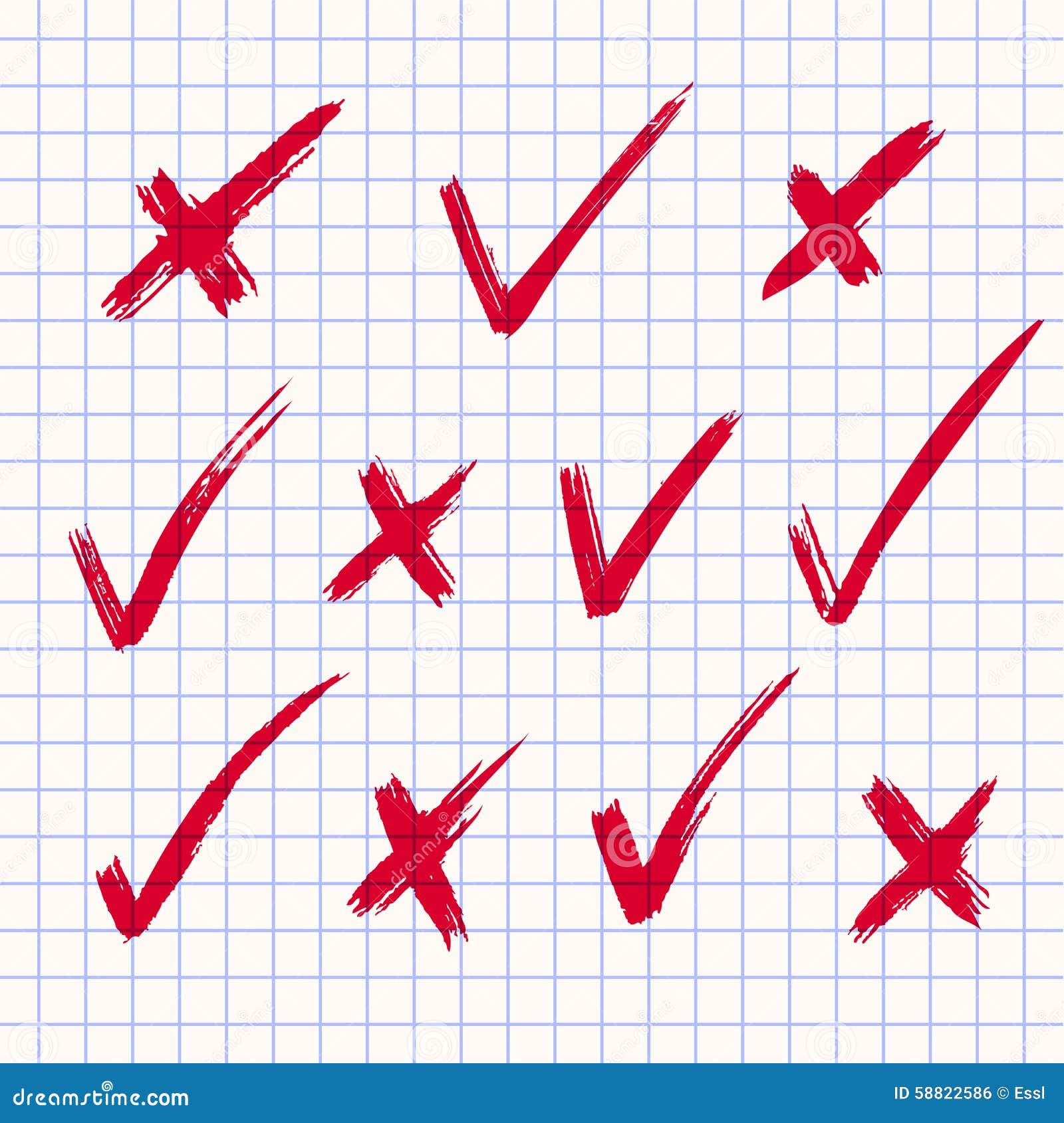 Red painted ticks stock vector. Illustration of question - 58822586