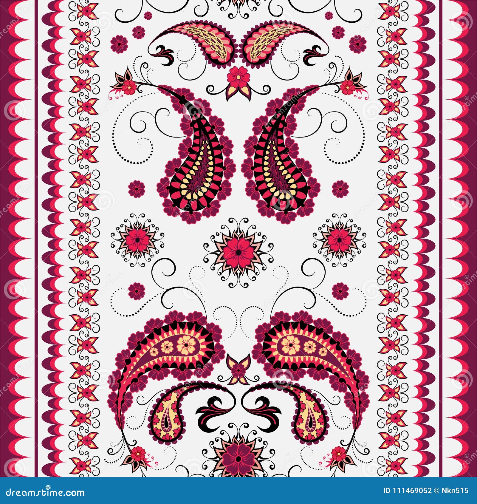 Red paisley pattern stock vector. Illustration of textile - 111469052