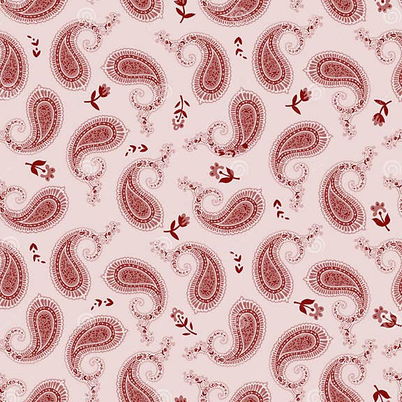Red Paisley Seamless Pattern Vector Stock Illustration - Illustration ...