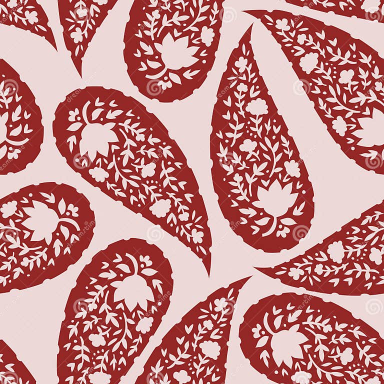 Red Paisley Seamless Pattern Vector Stock Illustration - Illustration ...