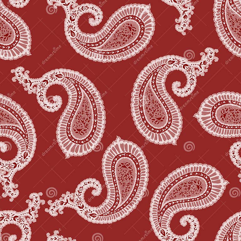 Red Paisley Seamless Pattern Vector Stock Image - Image of soft ...