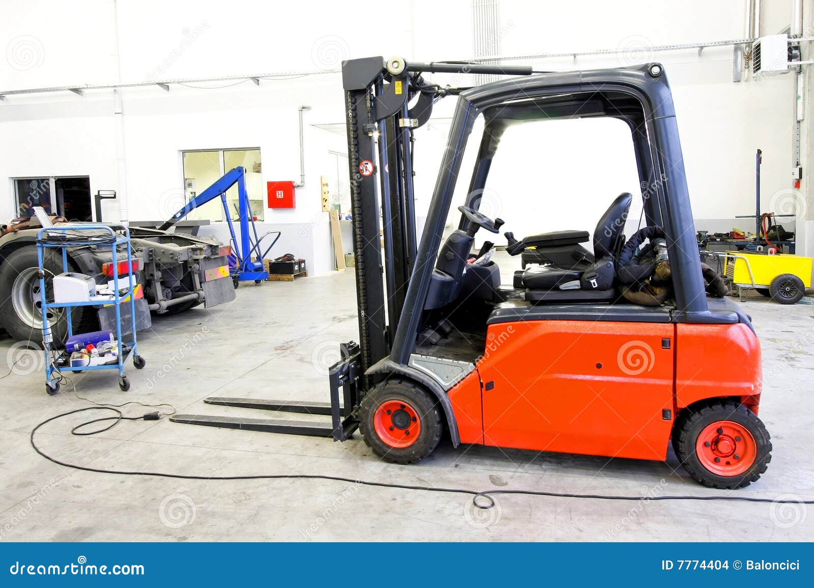 Red palette lifter stock photo. Image of industry, parts - 7774404