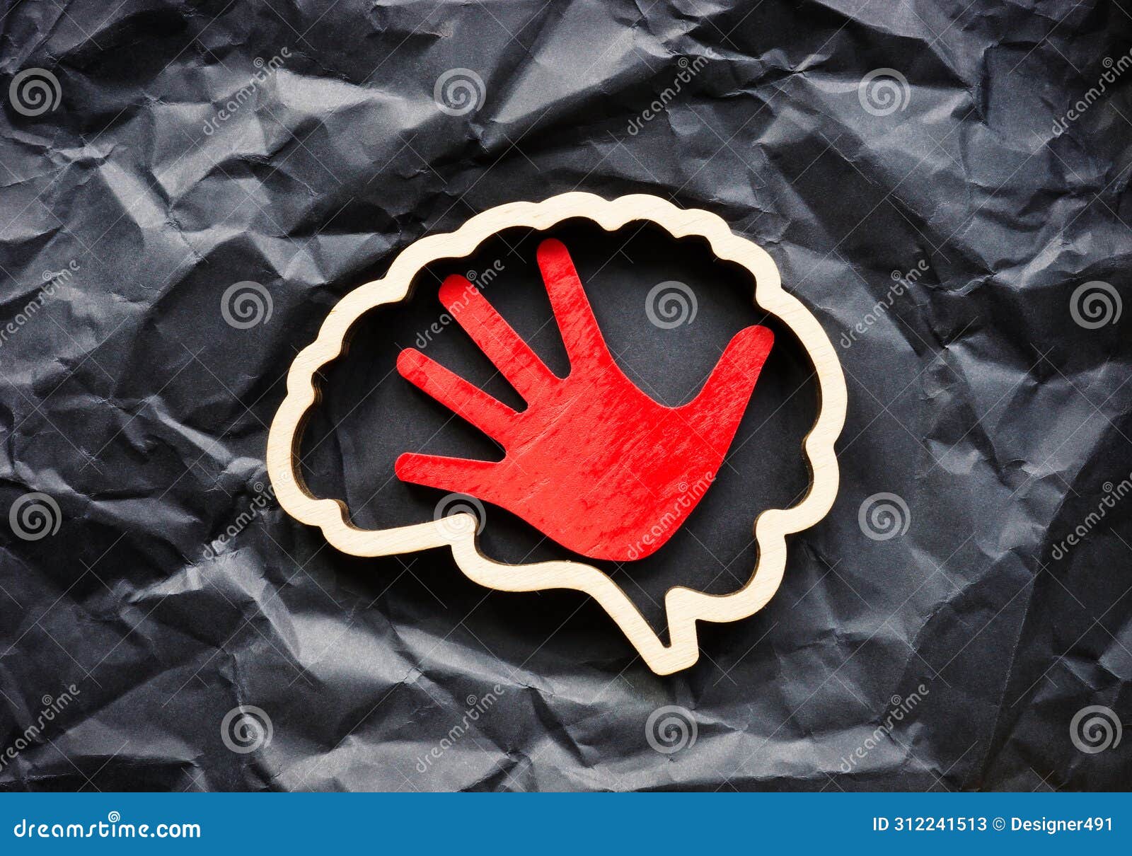 Red Palm and Brain As a Symbol of Overthinking, Fears and Obsessive ...