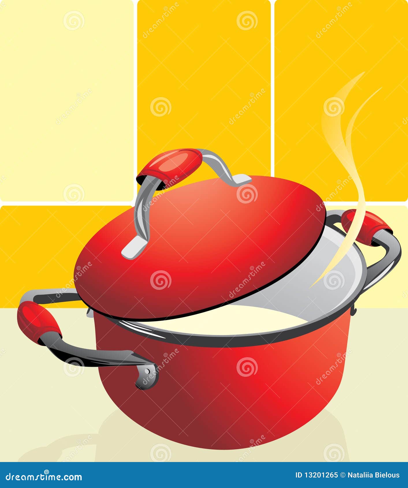 Red pan with porridge stock vector. Illustration of cover - 13201265