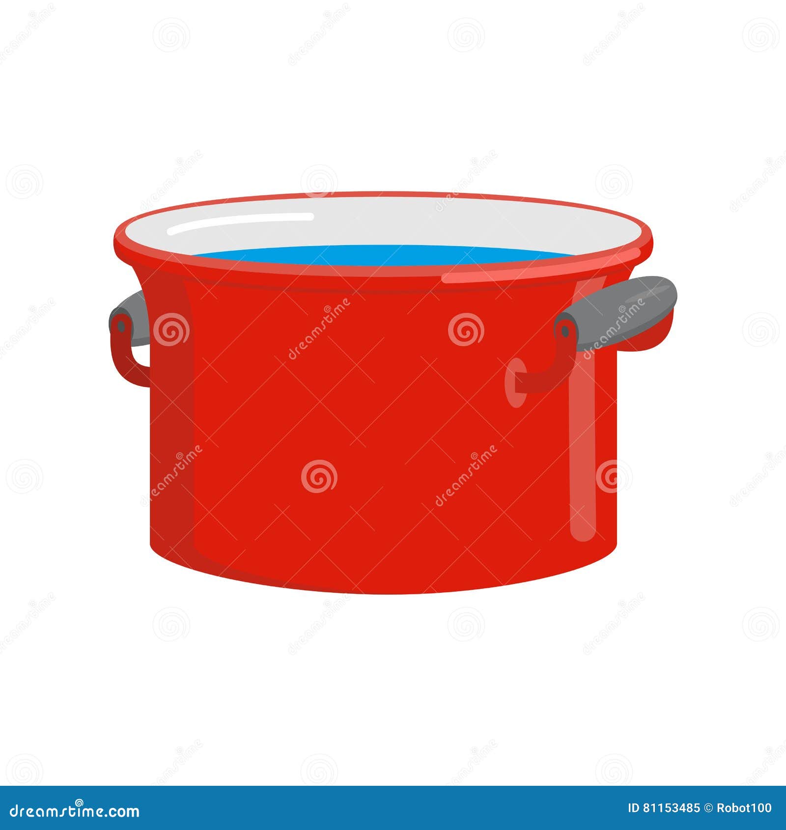 Red Pan with Water Isolated. Kitchen Utensils for Cooking Stock Vector ...
