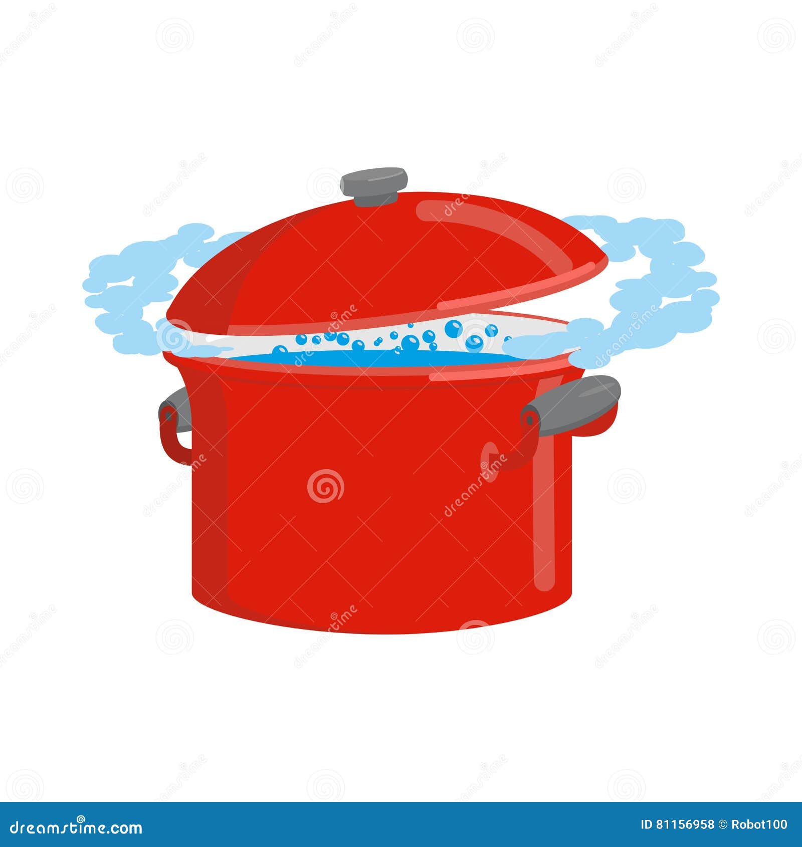 Red Pan with Water Isolated. Kitchen Utensils for Cooking Stock Vector ...