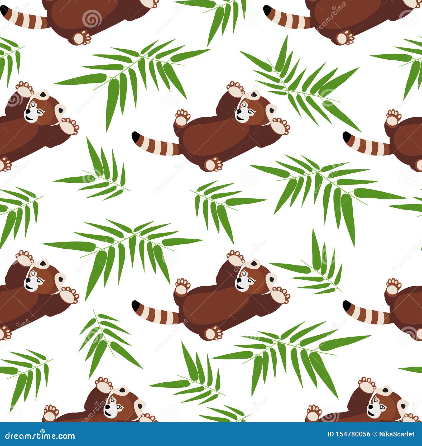 Funny red panda pattern stock vector. Illustration of character - 154780056