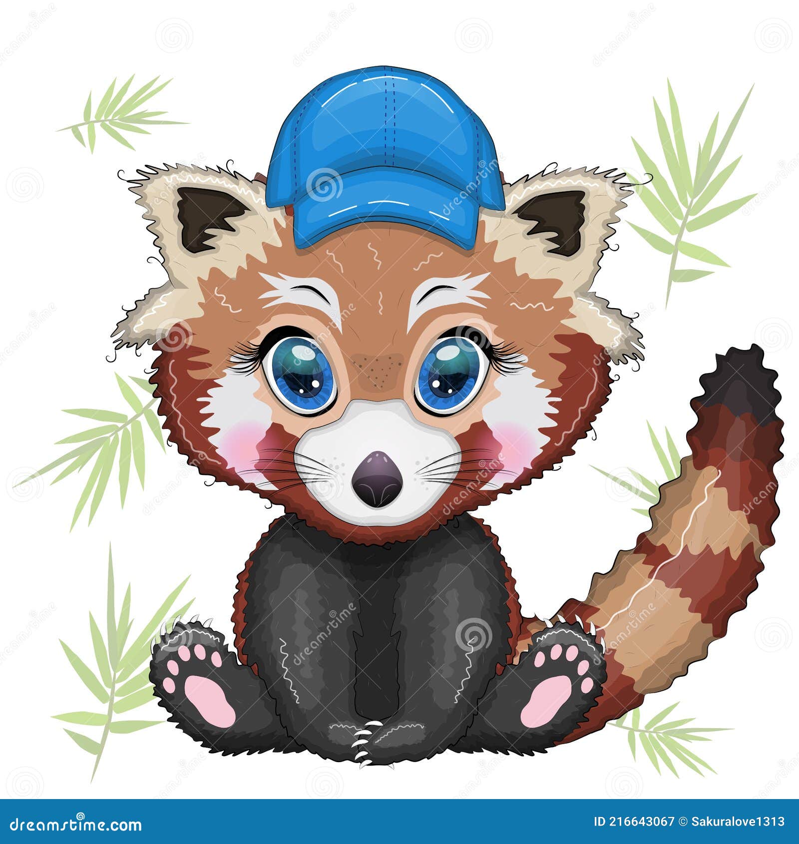 Red Panda Boy in Blue Cap Hat, Vacation, Summer Concept Stock Vector ...