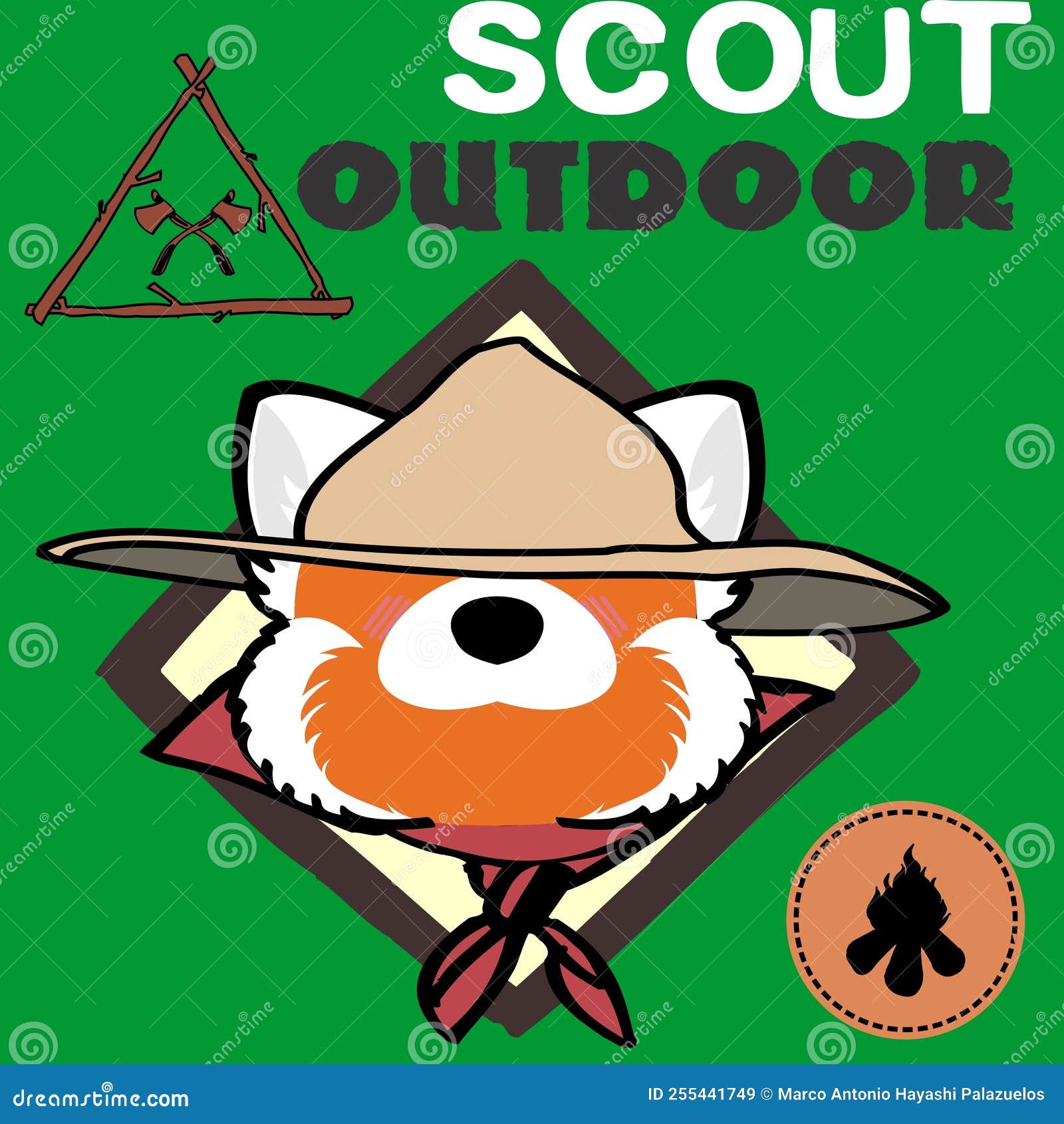 Red Panda Cartoon Scout Uniform Insignia Pack Stock Vector ...