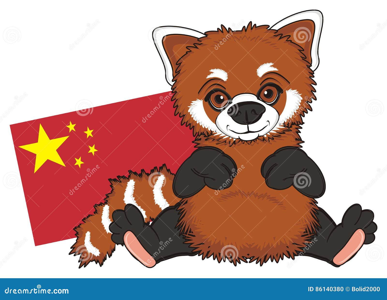 Red panda with flag stock illustration. Illustration of animal - 86140380