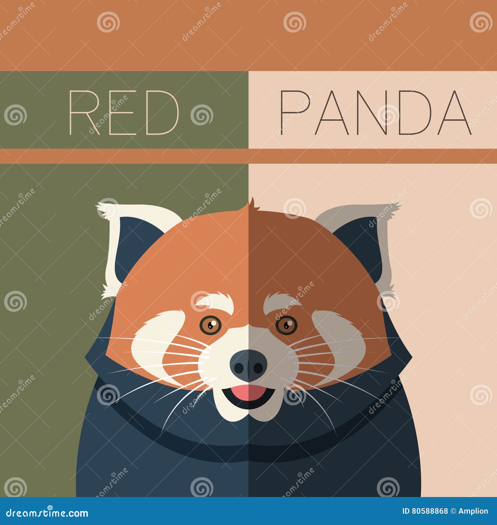 Red Panda flat postcard stock vector. Illustration of cute - 80588868