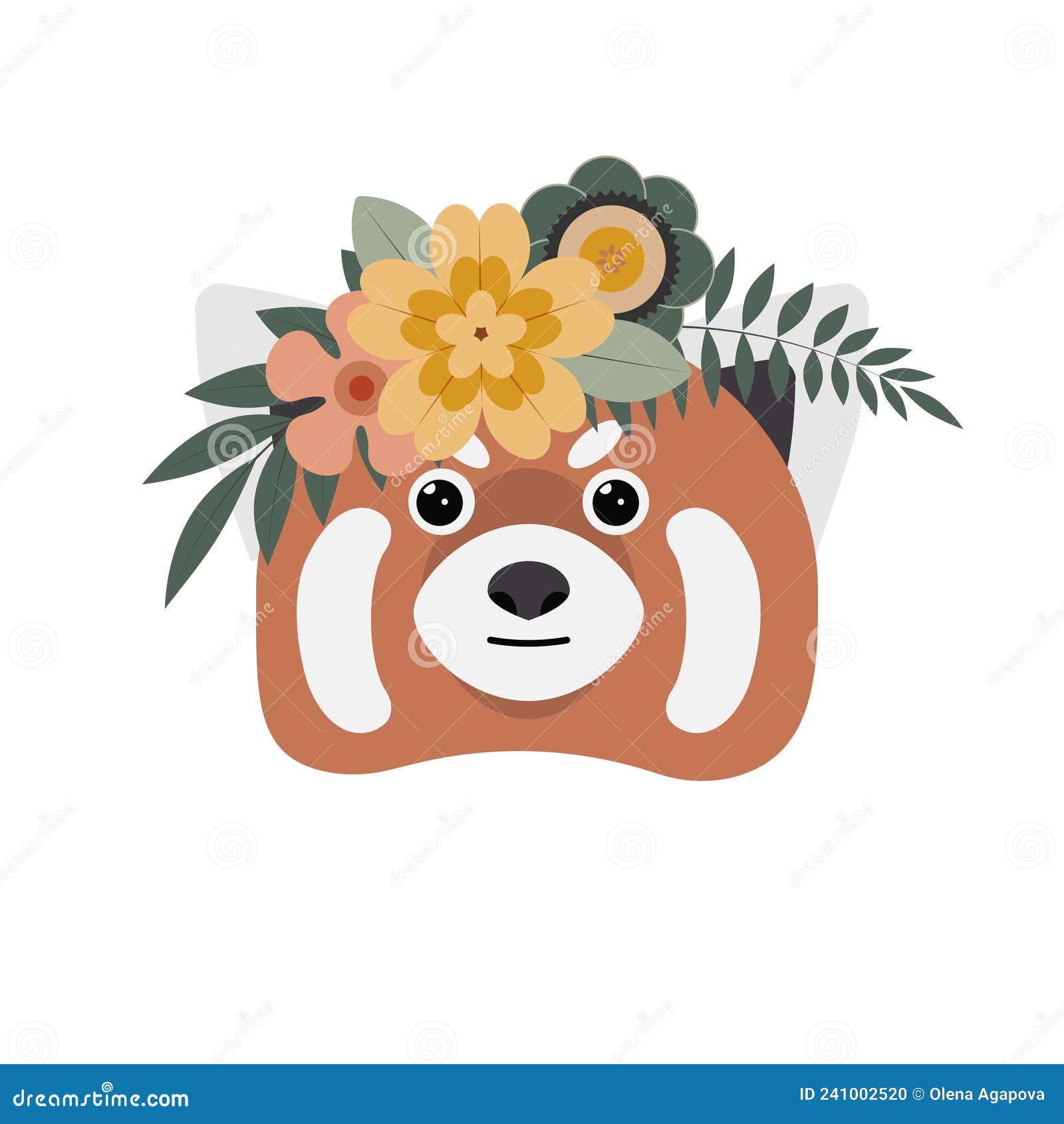 Red Panda with Flower Crown. Red Panda Character, Flower Crown Stickers ...