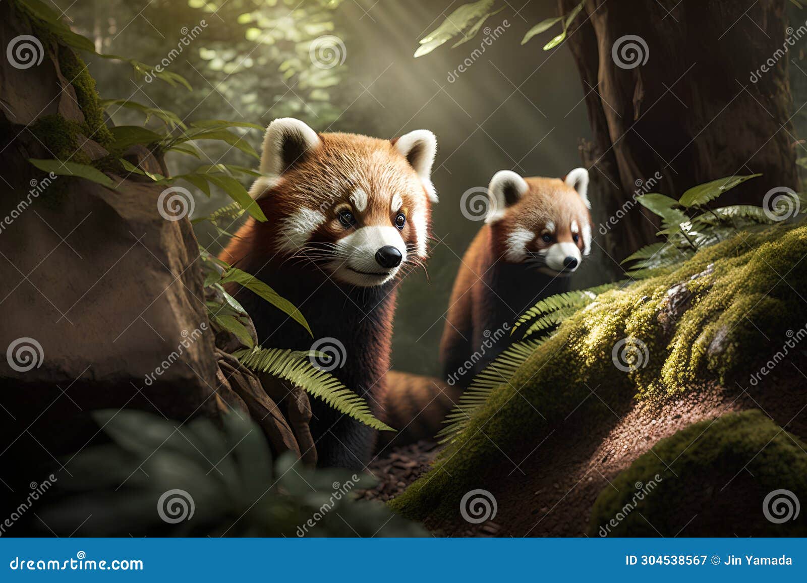 Red Panda in the Forest. Red Panda in the Jungle Stock Illustration ...