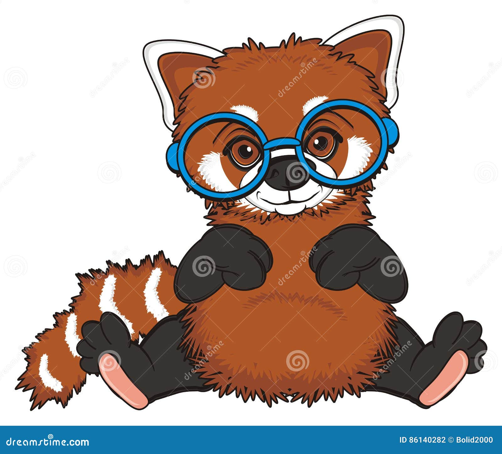 Red panda in glasses stock illustration. Illustration of blue - 86140282