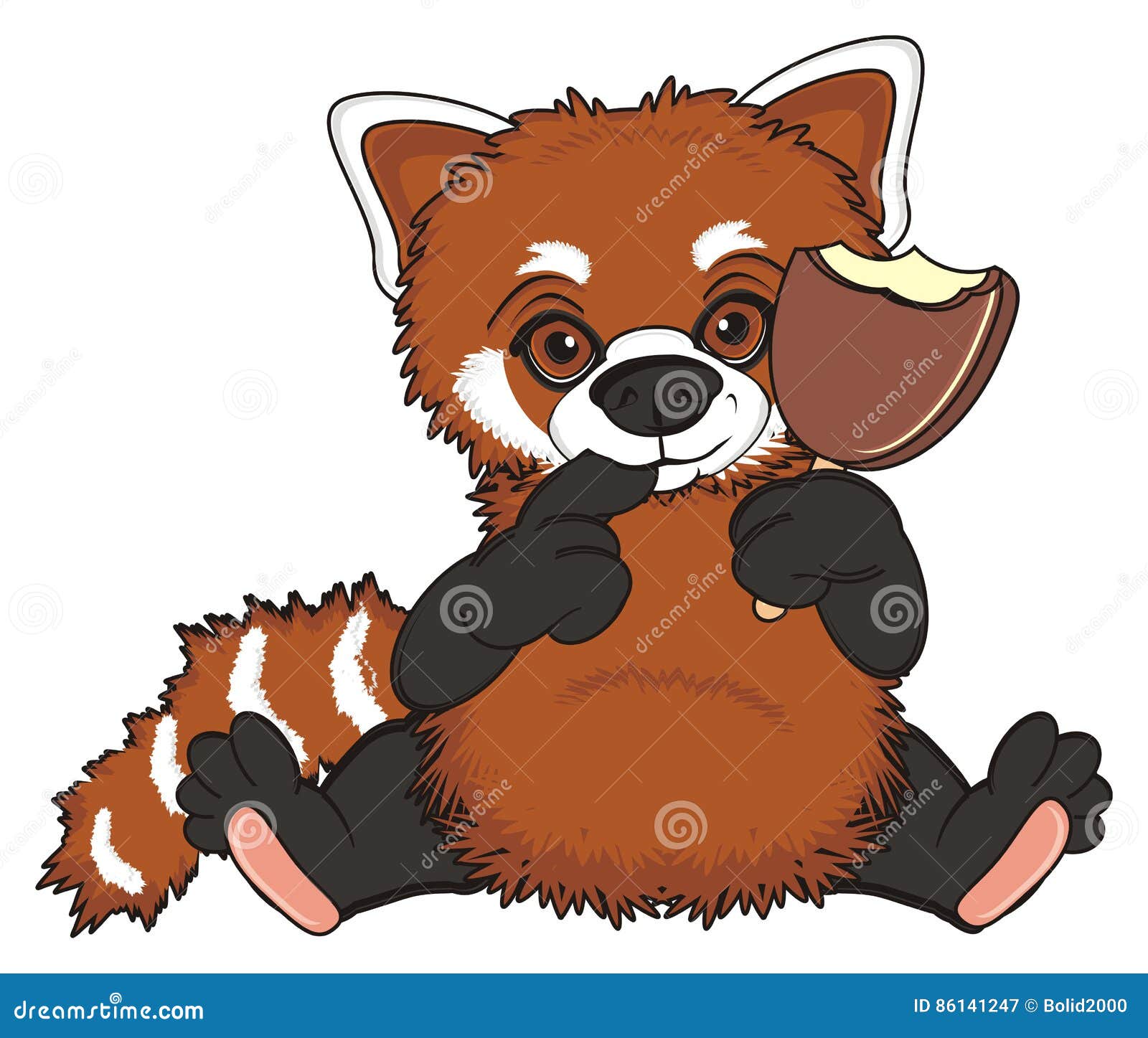 Red panda with ice cream stock illustration. Illustration of striped ...