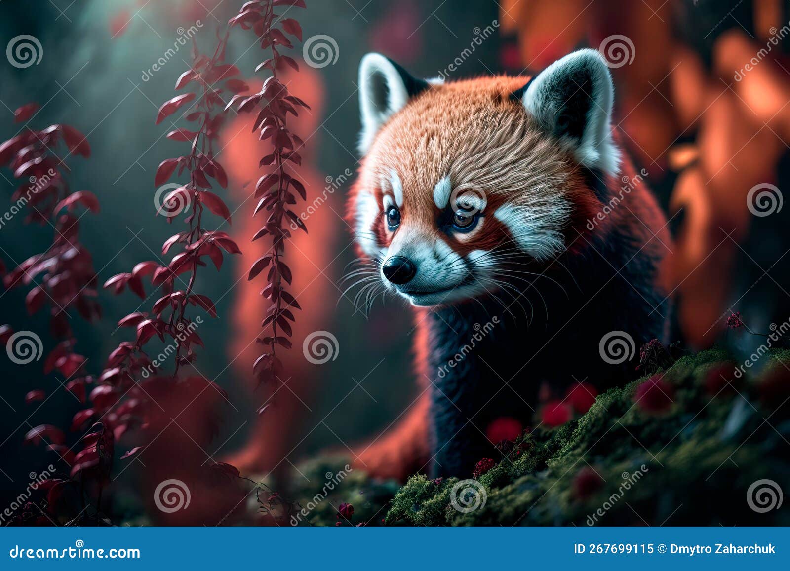 Red Panda in the Jungle Generative AI Stock Illustration - Illustration ...