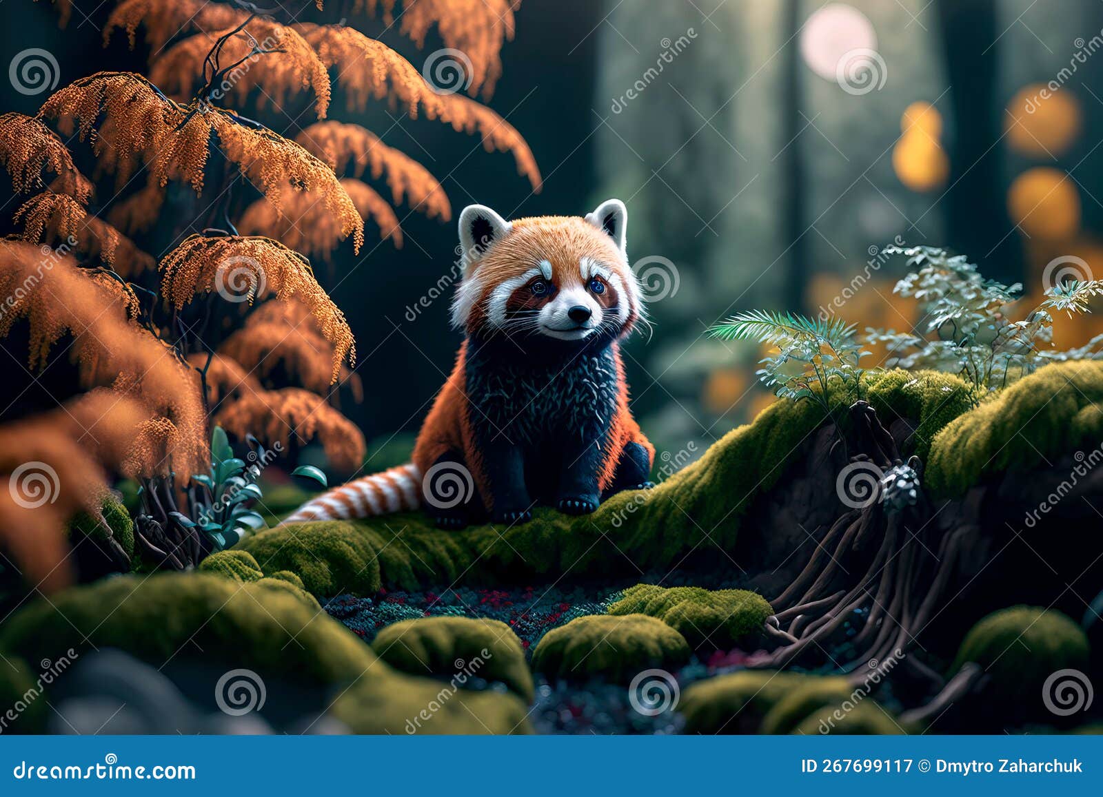 Red Panda in the Jungle Generative AI Stock Illustration - Illustration ...