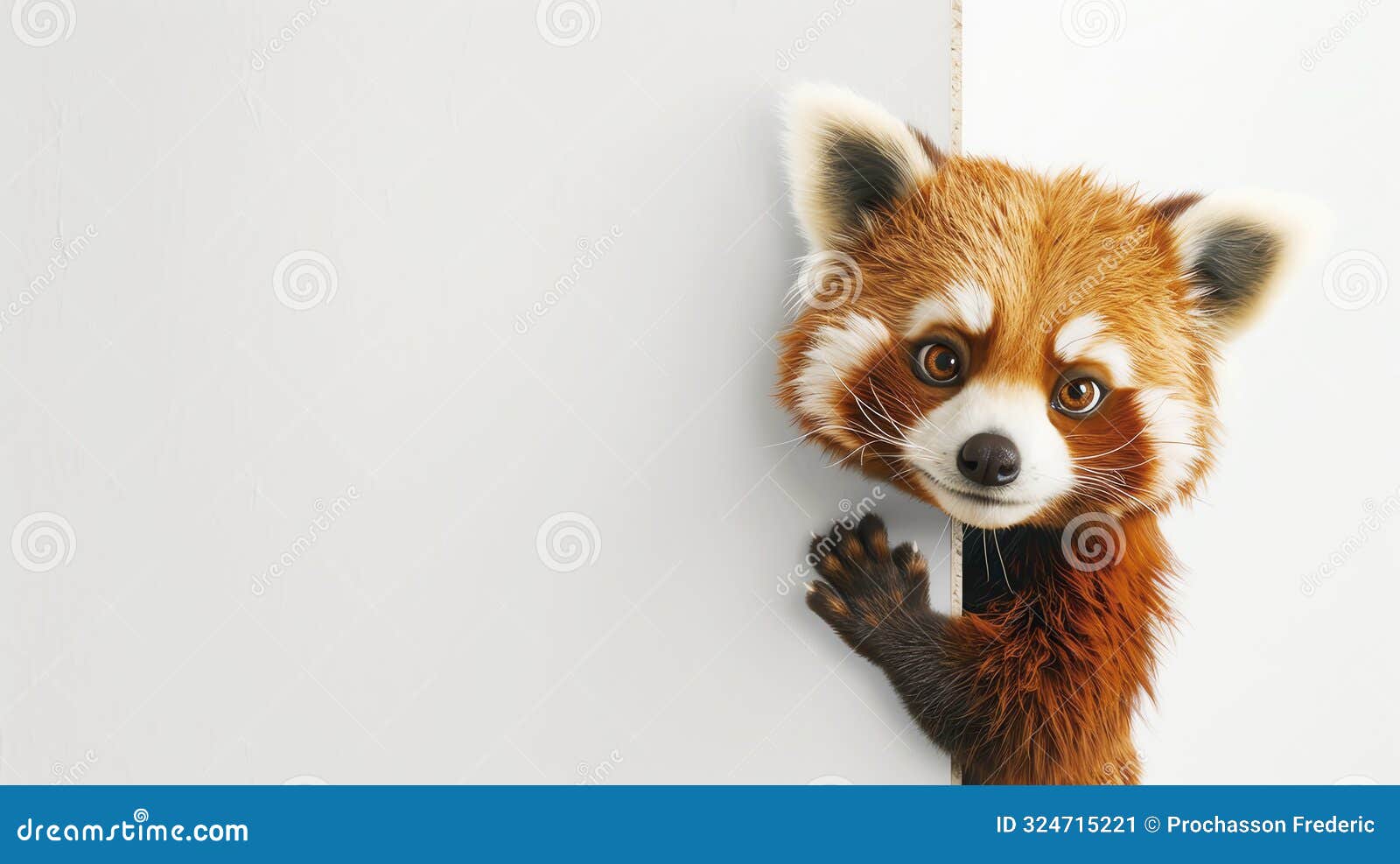 A Red Panda is Peeking Out from Behind a White Wall., AI Generated ...