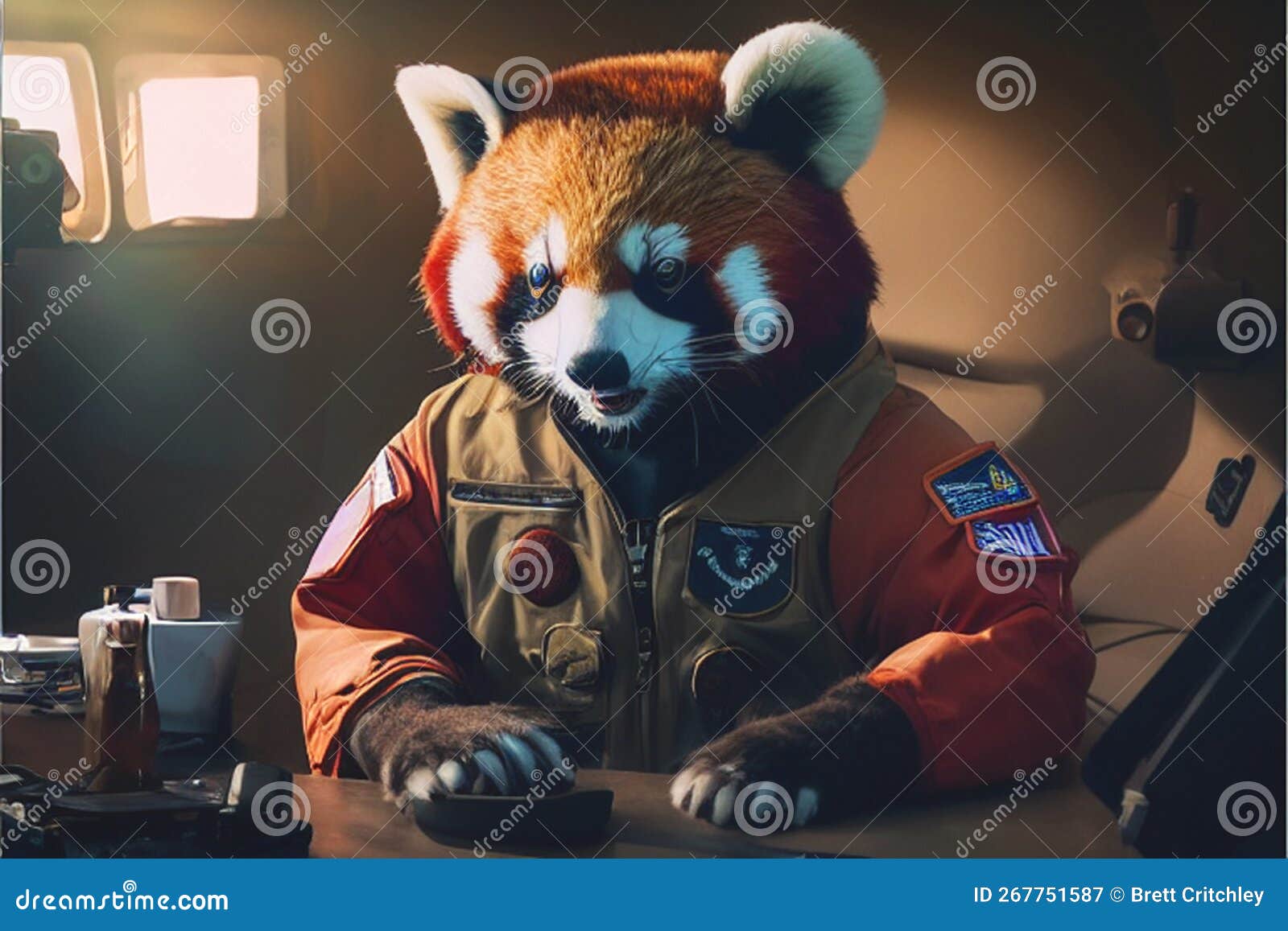 Red Panda Pilot or Astronaut Stock Illustration - Illustration of ...