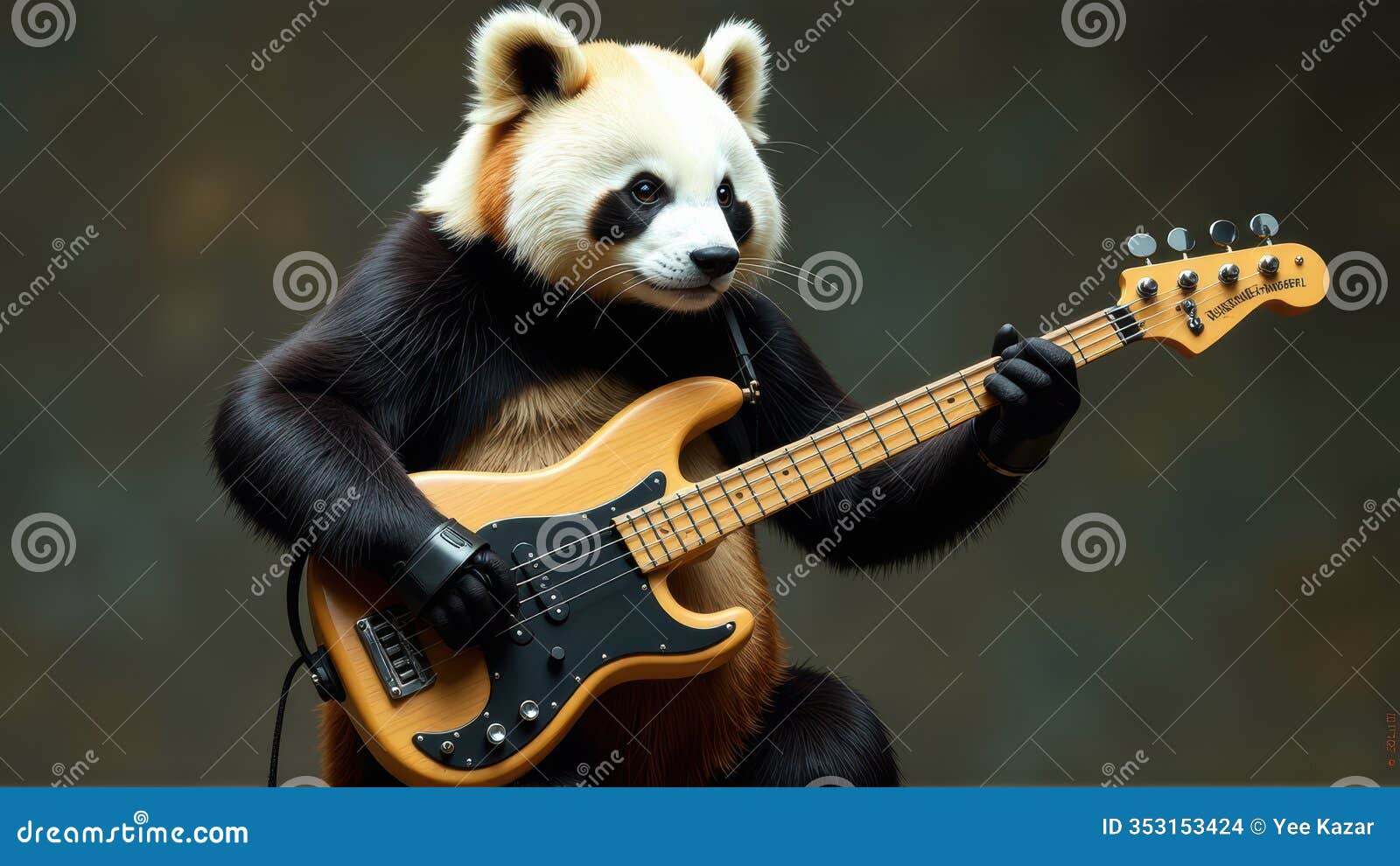 Red Panda Playing Bass Guitar Stock Illustration - Illustration of cute ...