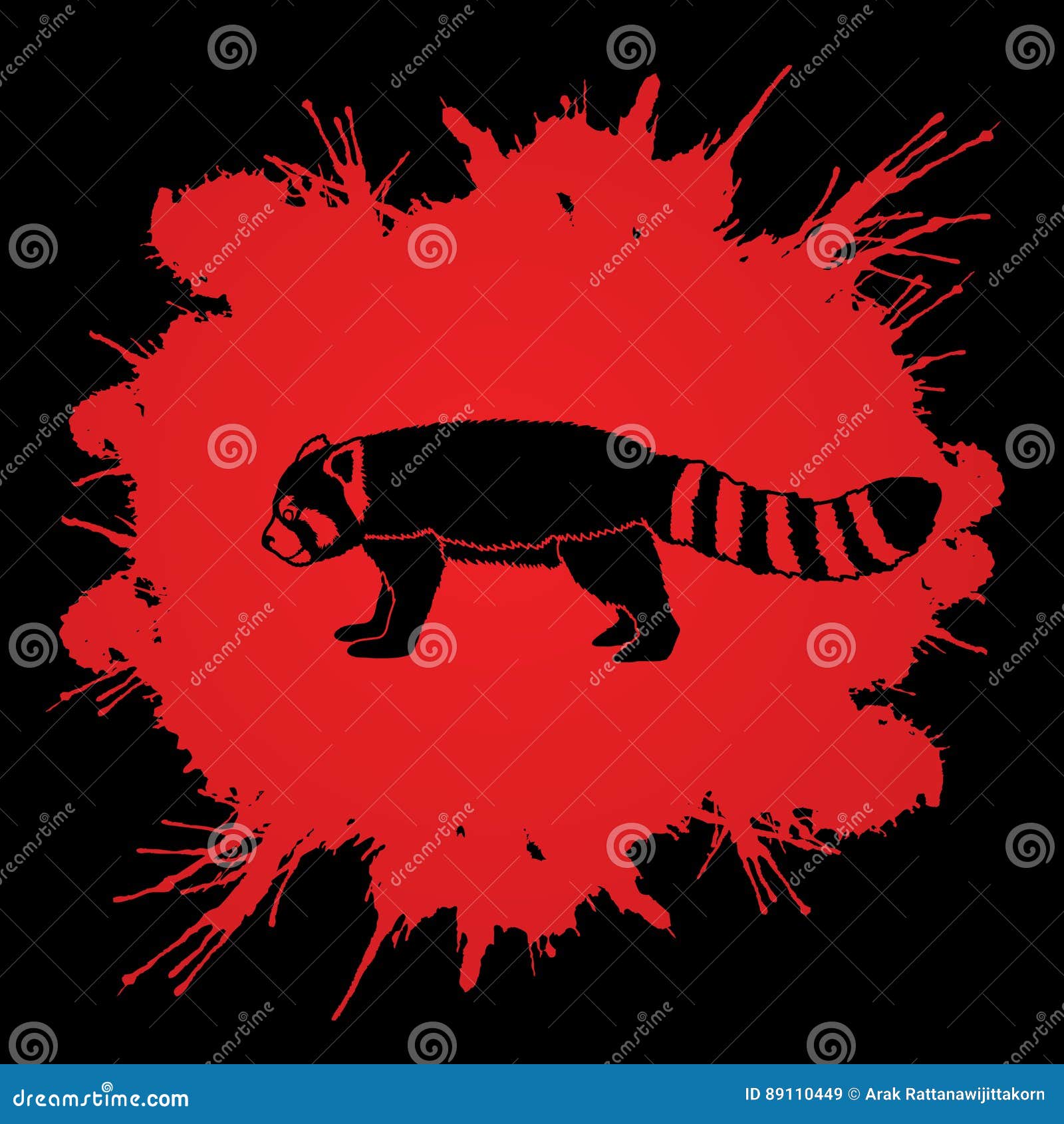 Red Panda side view. stock vector. Illustration of brown - 89110449