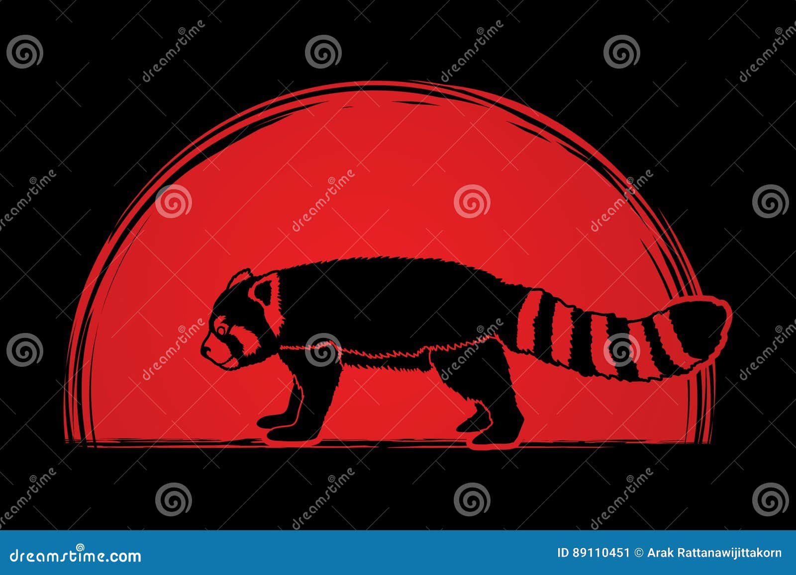 Red Panda side view. stock vector. Illustration of icon - 89110451