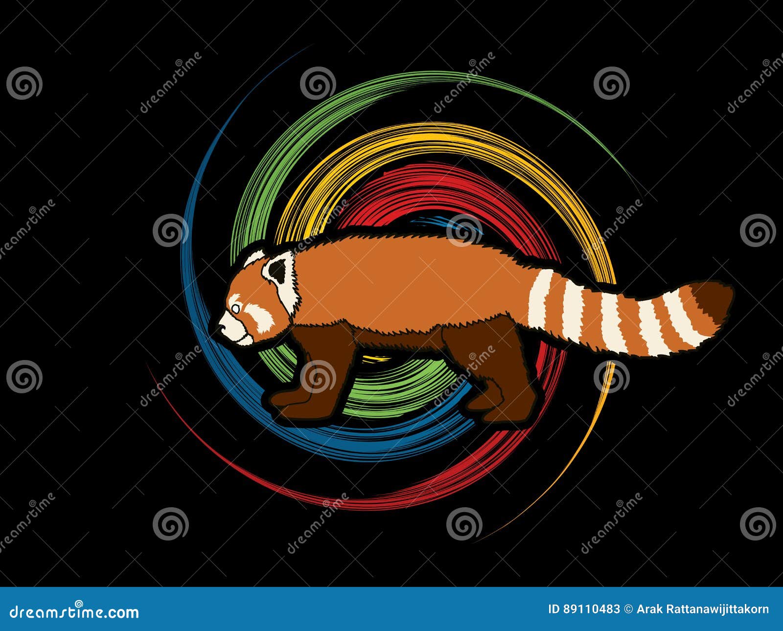 Red Panda side view. stock vector. Illustration of decoration - 89110483