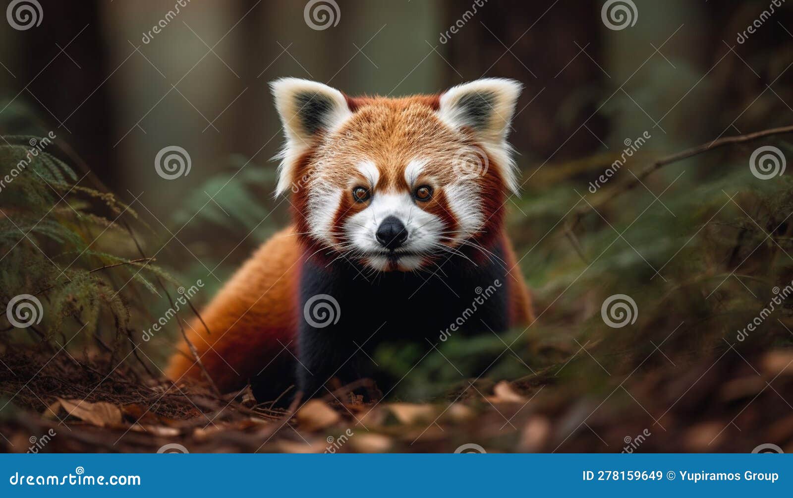 Red Panda Sitting on Branch, Staring at Camera Generated by AI Stock ...