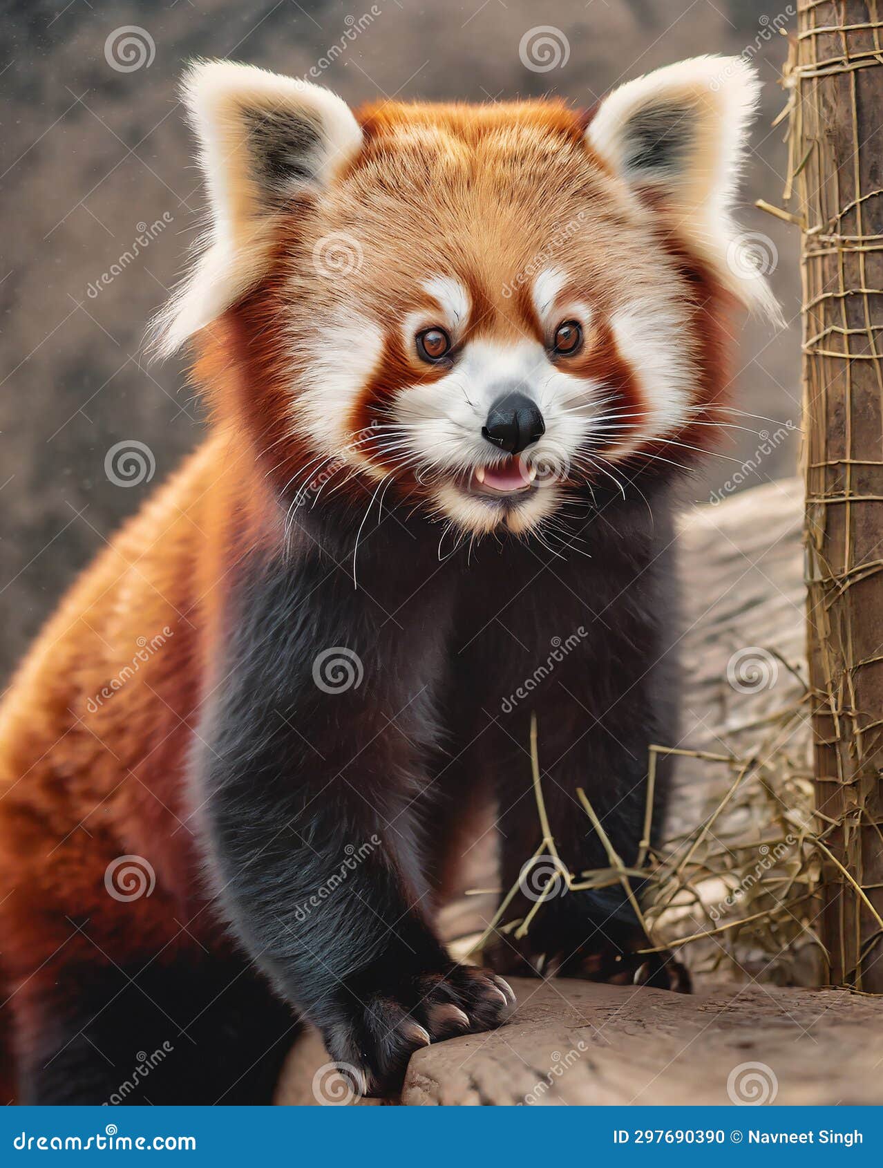 A Red Panda is Sitting on a Tree Branch and Looking at the Camera ...