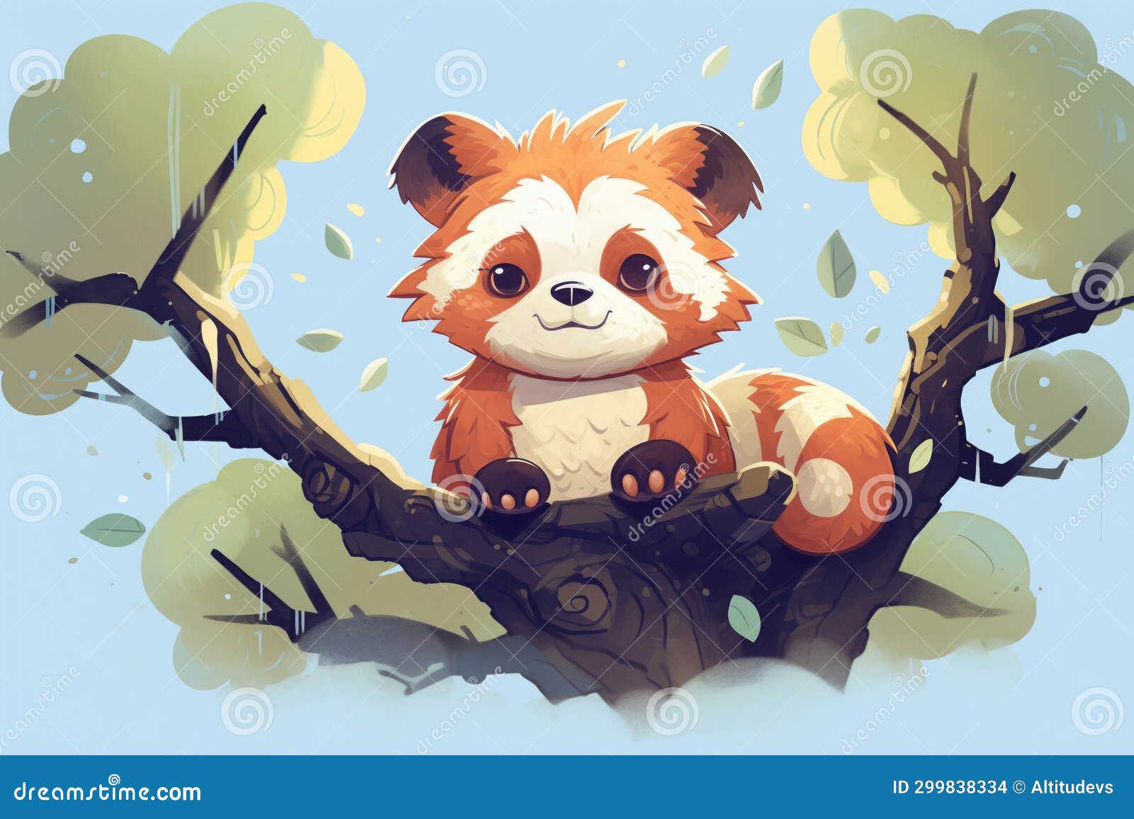 Red Panda Sitting on a Tree, Staring Towards Viewer Stock Photo - Image ...
