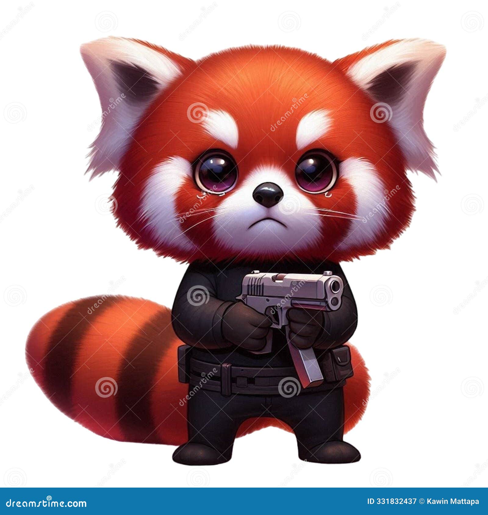 Red Panda Standing Holding a Gun Clipart Watercolor Stock Vector ...