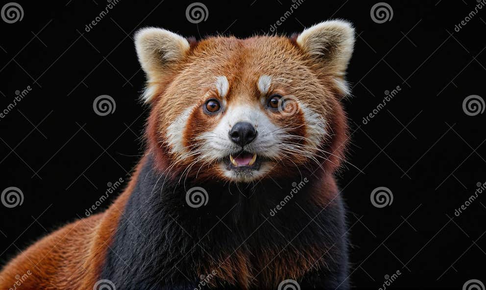 A Red Panda Stares Directly at the Camera with a Playful Expression ...