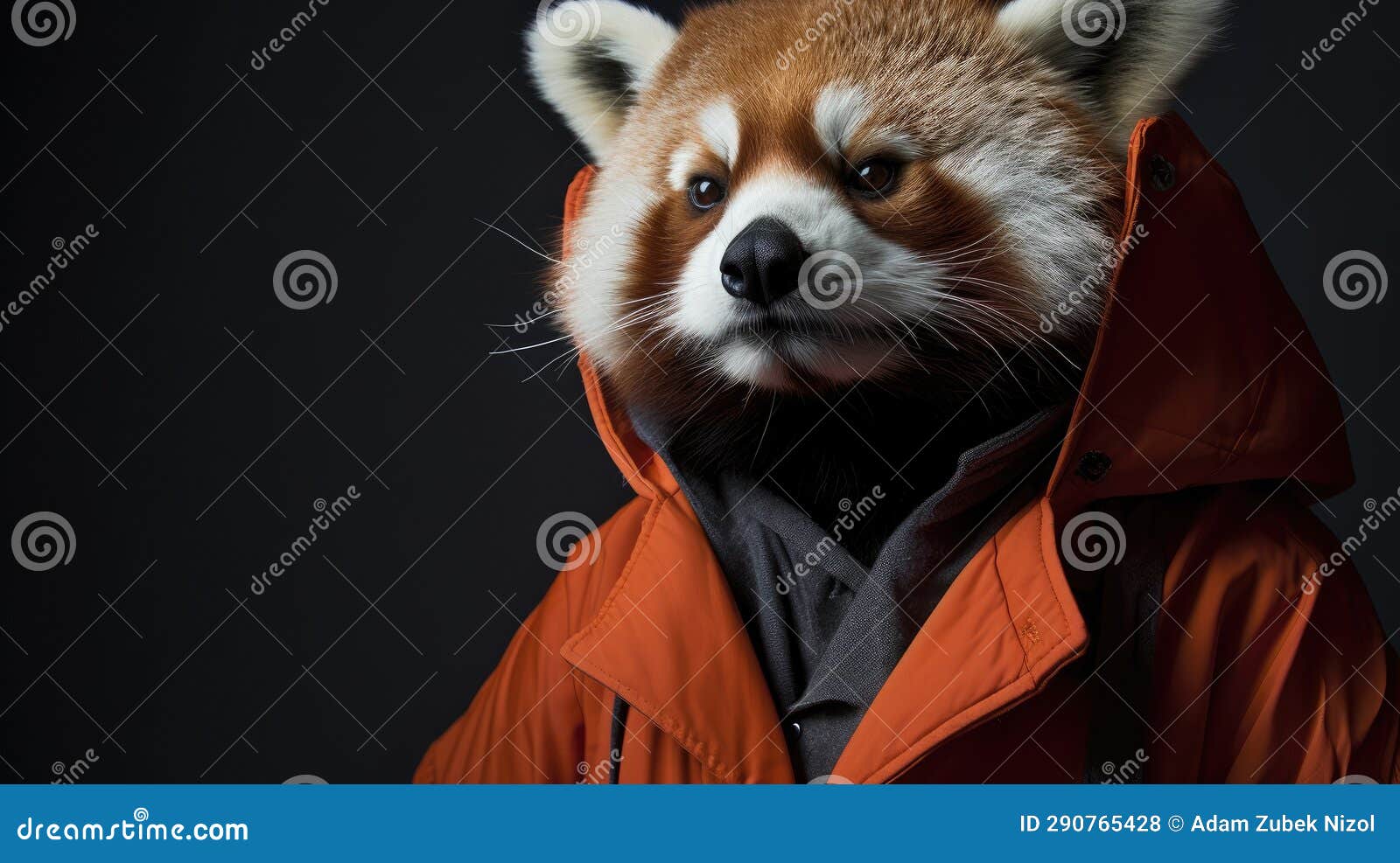 A Red Panda Wearing a Jacket Stock Illustration - Illustration of ...