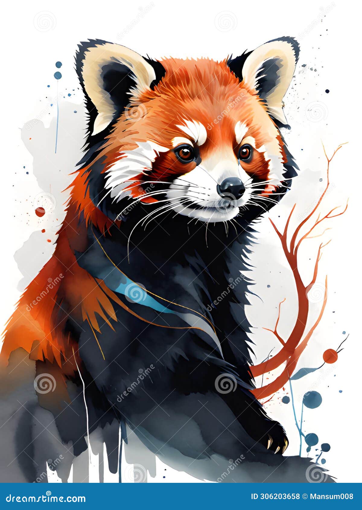 A Red Panda with a White Background Stock Illustration - Illustration ...