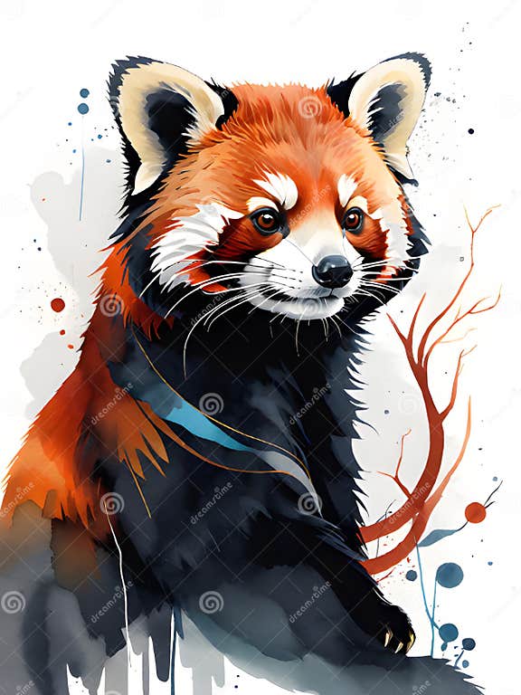 A Red Panda with a White Background Stock Illustration - Illustration ...