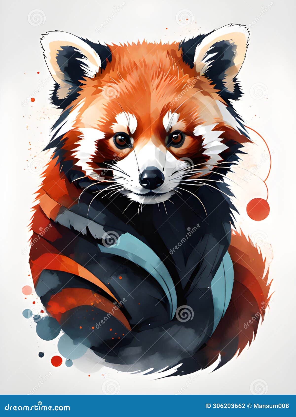 A Red Panda with a White Background Stock Illustration - Illustration ...