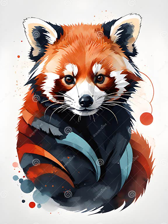 A Red Panda with a White Background Stock Illustration - Illustration ...