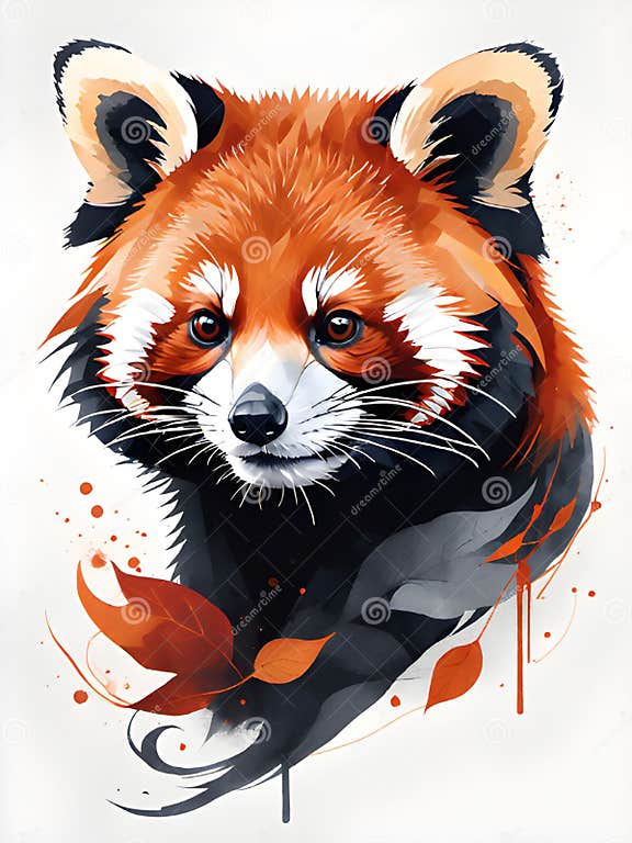 A Red Panda with a White Background Stock Illustration - Illustration ...