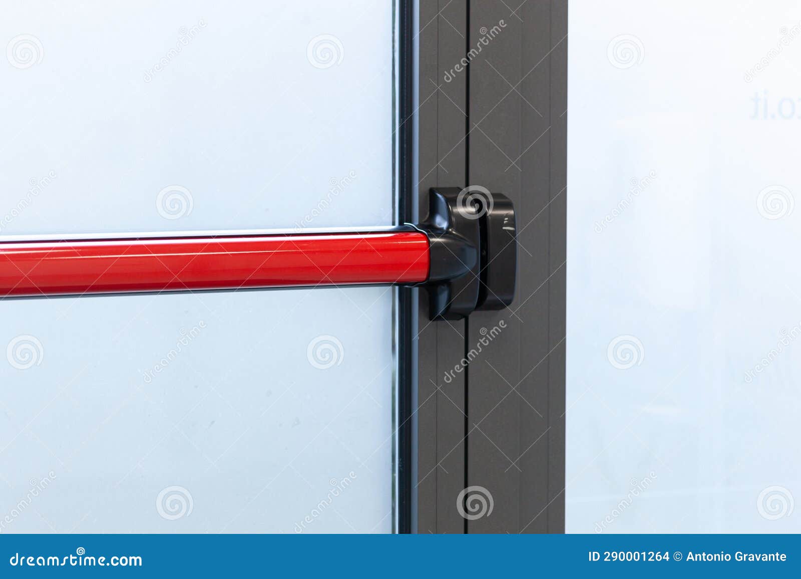 Red Panic Bar. Mandatory Safety Handle in Public Places Stock Photo ...