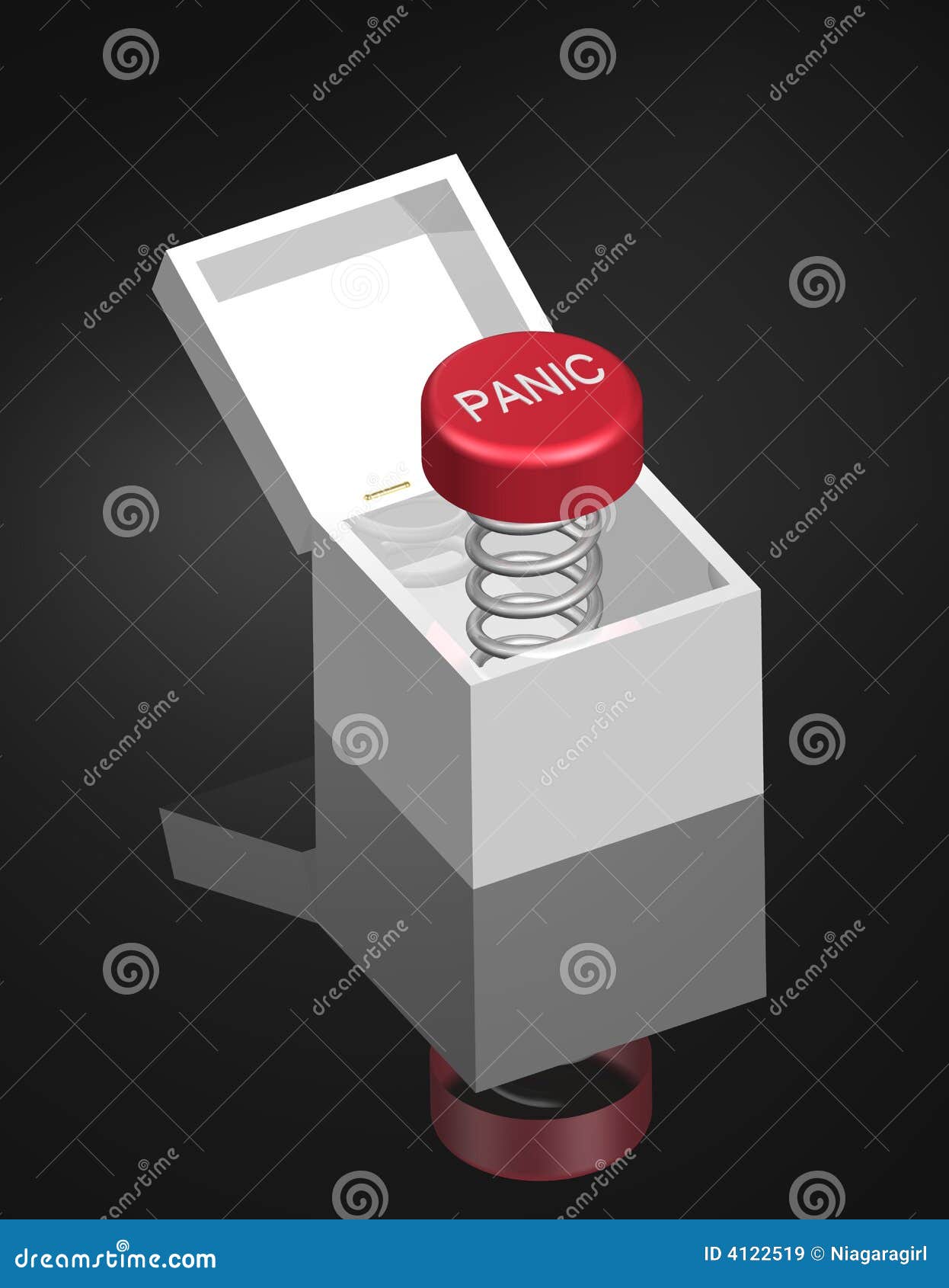 Red Panic Button in Box stock illustration. Illustration of coil - 4122519