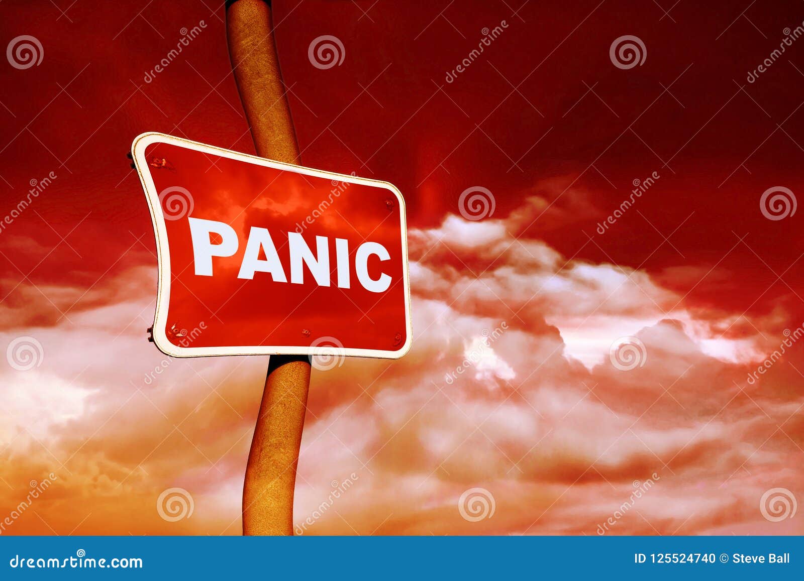 Red distorted panic sign stock photo. Image of distorted - 125524740
