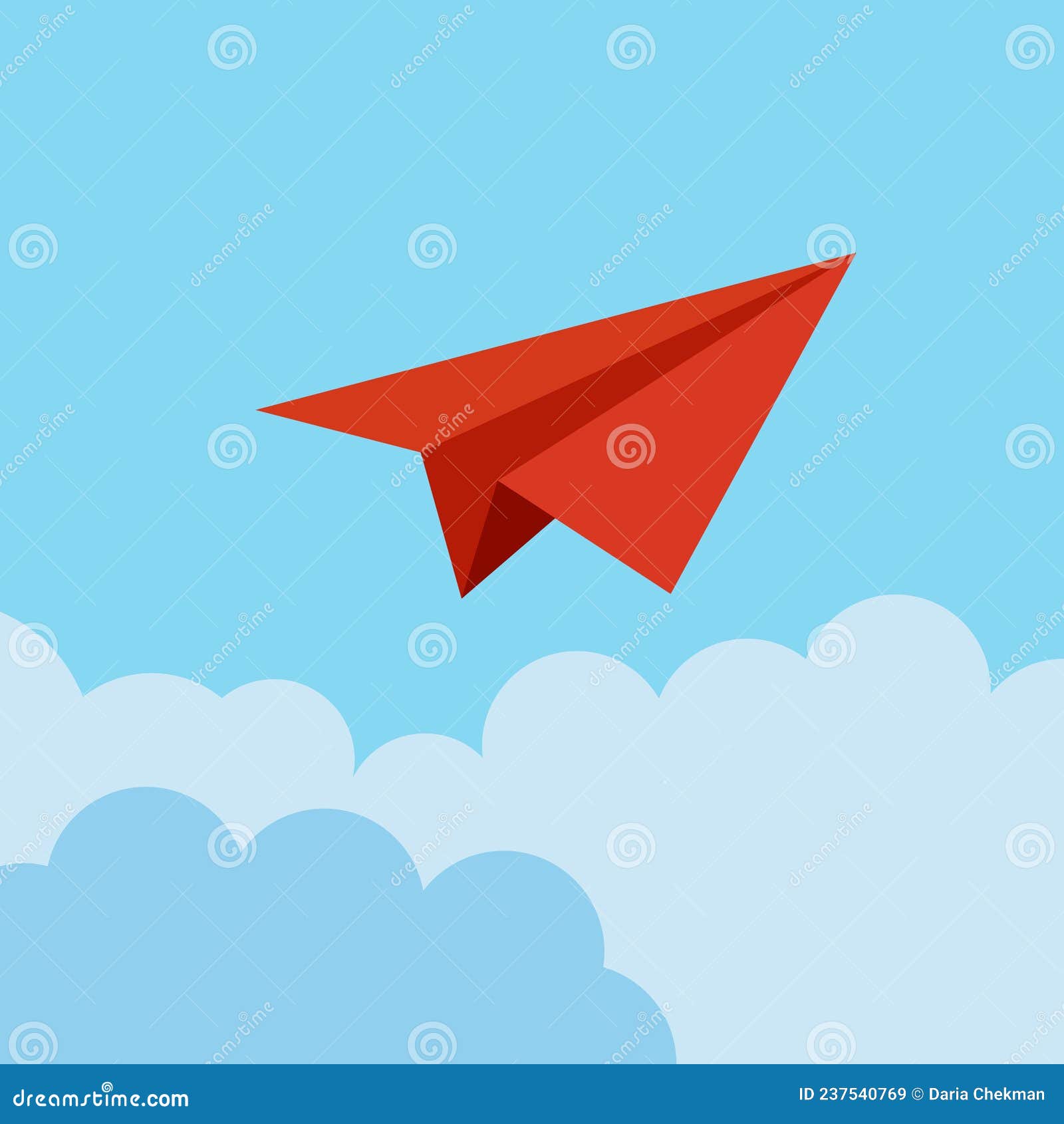 Red Paper Airplane in Flat Style. Airplane Symbol of Freedom in the ...