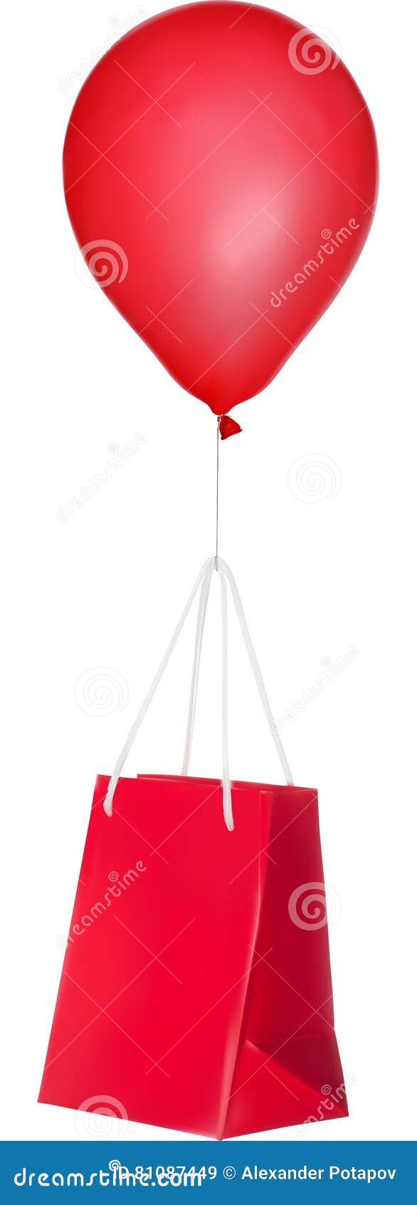 Red Paper Bag and Balloon Isolated Illustration Stock Vector ...