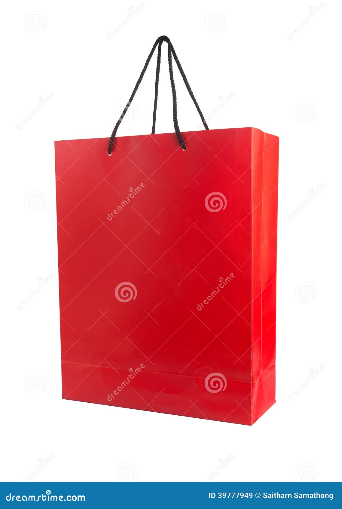 Red Paper Bag Isolated on White. Stock Image - Image of handle, ribbon ...