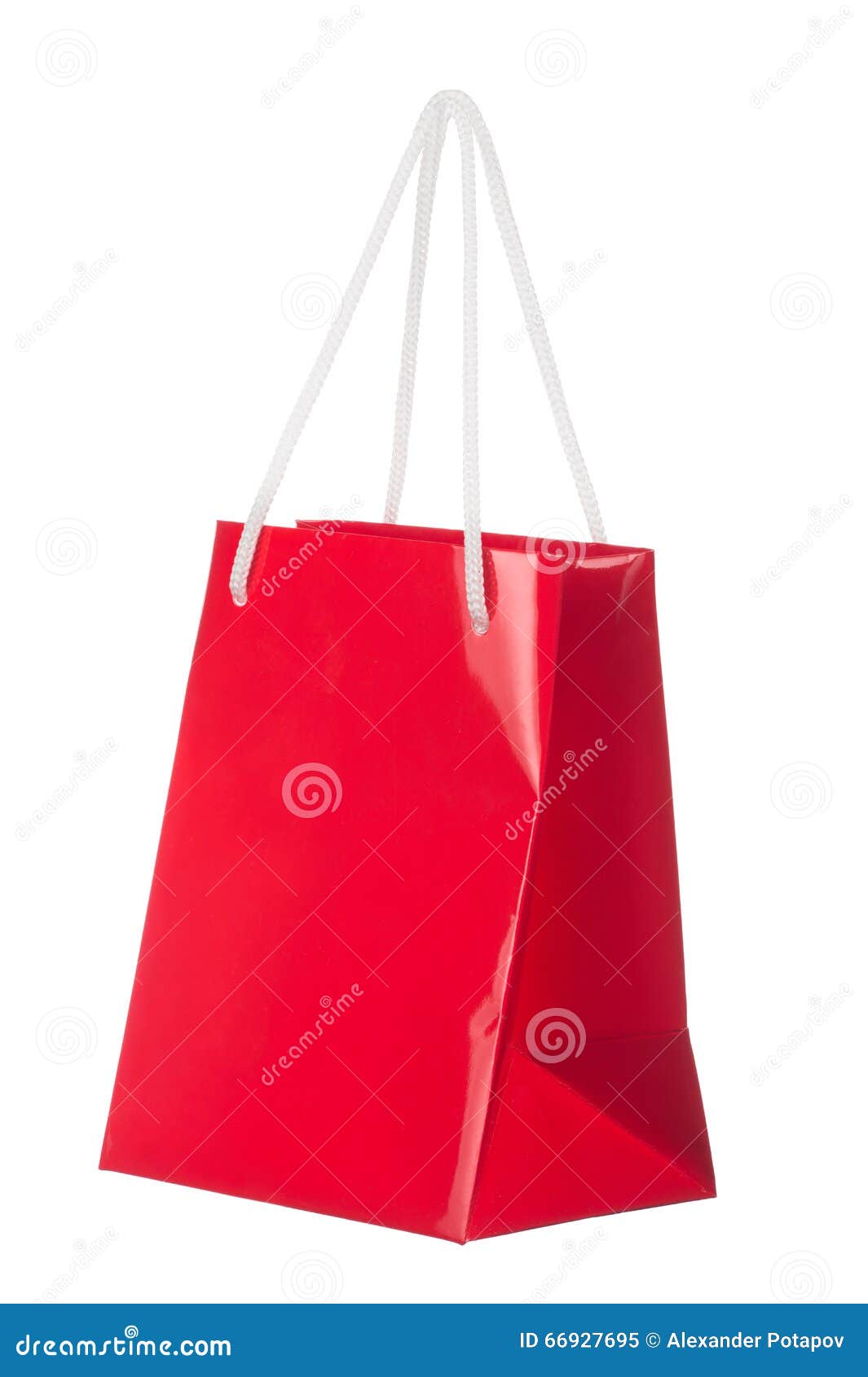 Red Paper Bag Isolated on White Stock Image - Image of single, paper ...