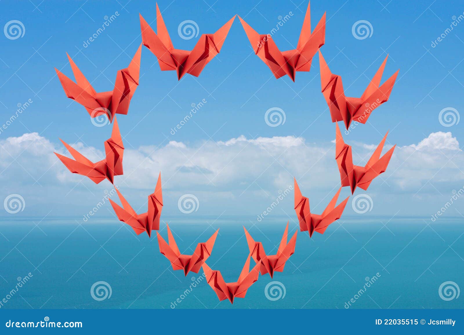 Red Paper Birds in Heart Shape Stock Image - Image of idyllic, hobby ...
