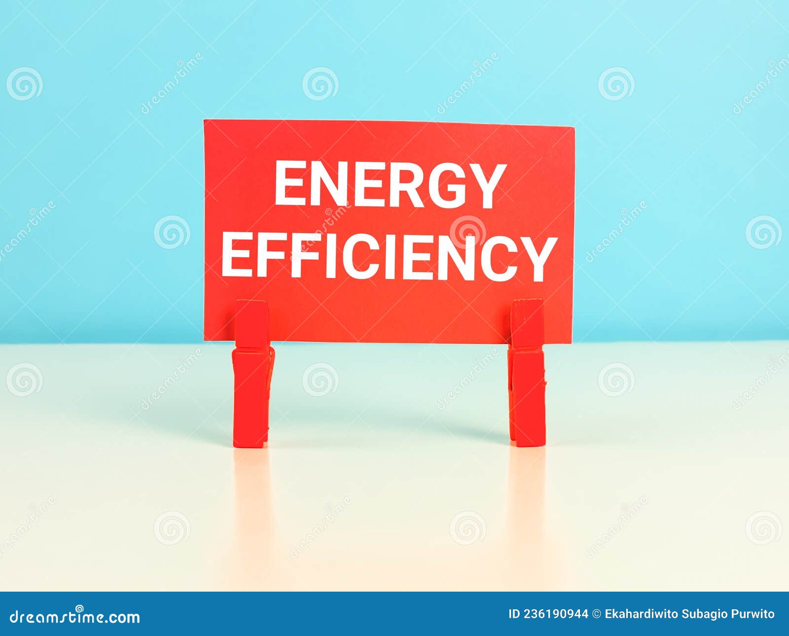 Red Paper Card Written Energy Efficiency on the Table. Stock Photo ...